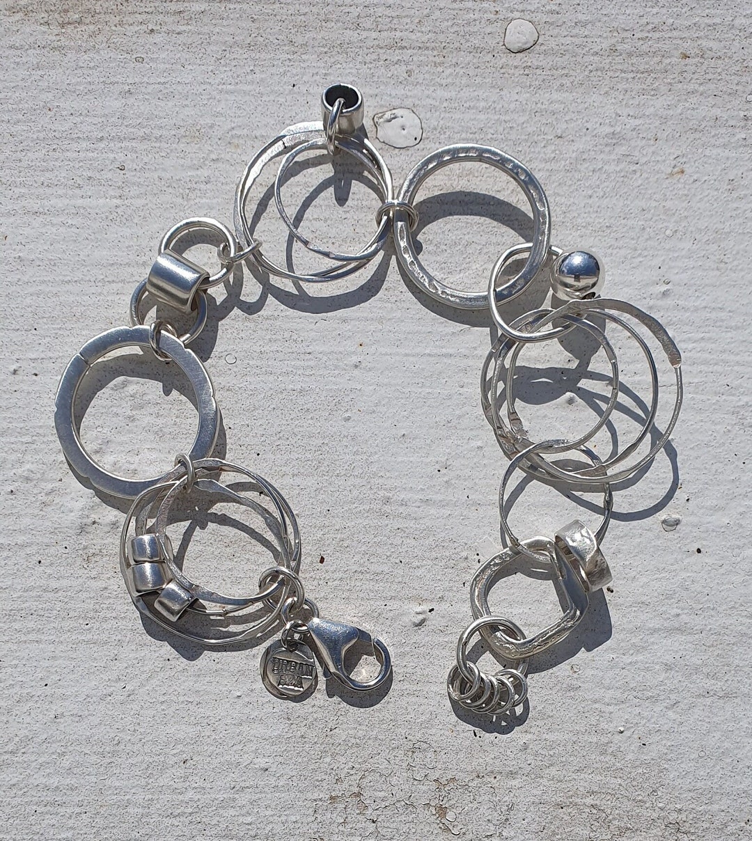 Silver Bracelet With Hoops and Loops, Chunky Chain Bracelet, Recycled ...