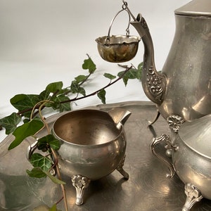 Antique Alpaca Silver Tea Set Service Withtray, 5 Piece Set - Etsy