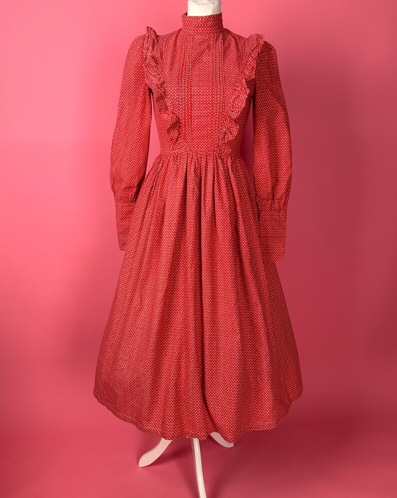Early Laura Ashley Peach Modest Midii Vintage Dress Gown Midi Tea Dress ...