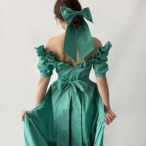 Emerald Royal Gown Shoulders Off, Ruffles, Cotton Gorgeous Dress - Etsy
