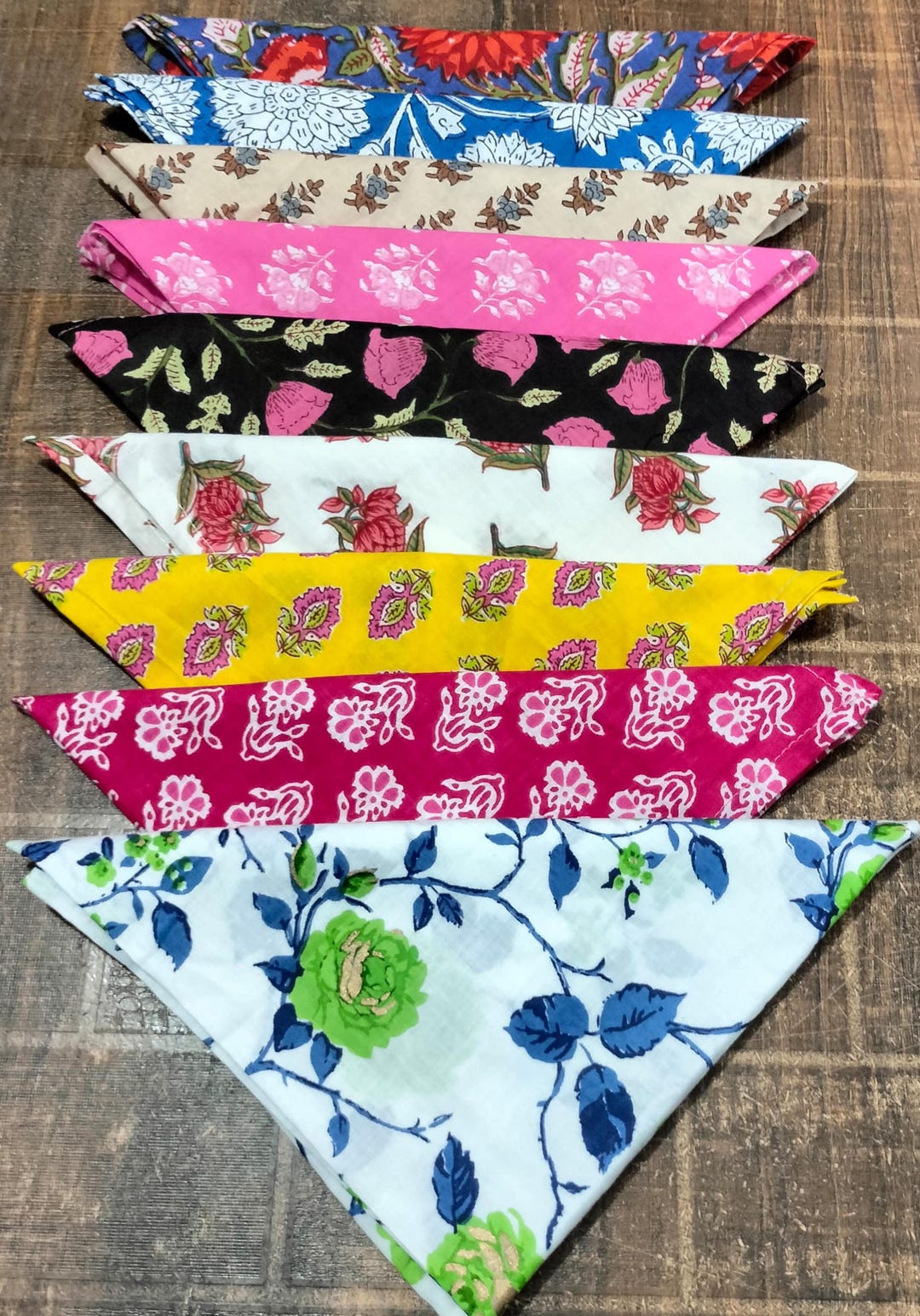 Mixed Assorted Napkin Set, 10 Pcs of Hand Block Printed Napkins ...
