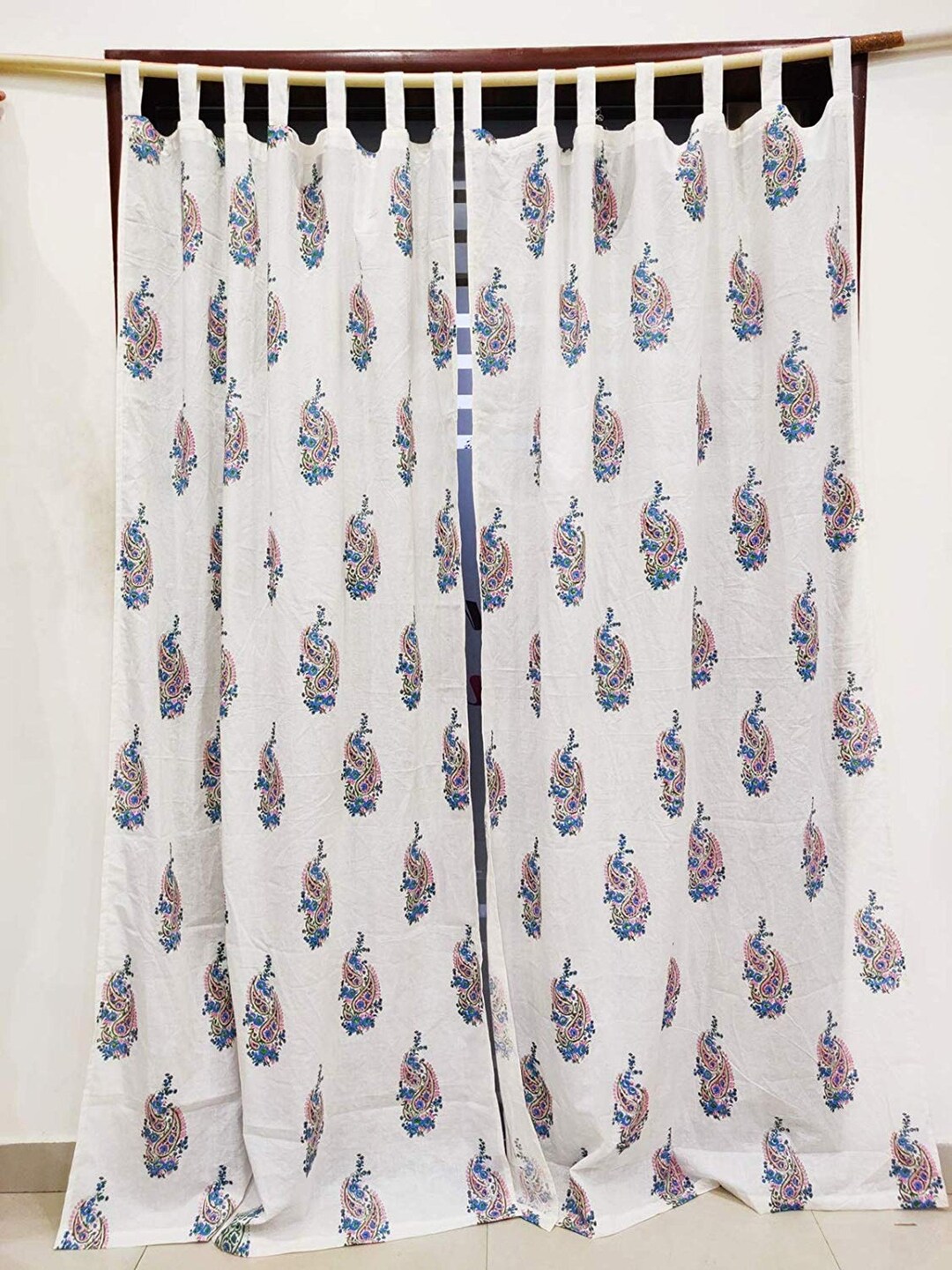 Cotton Hand Block Print Curtains, Bohemian 100% Cotton Floral Curtains ...