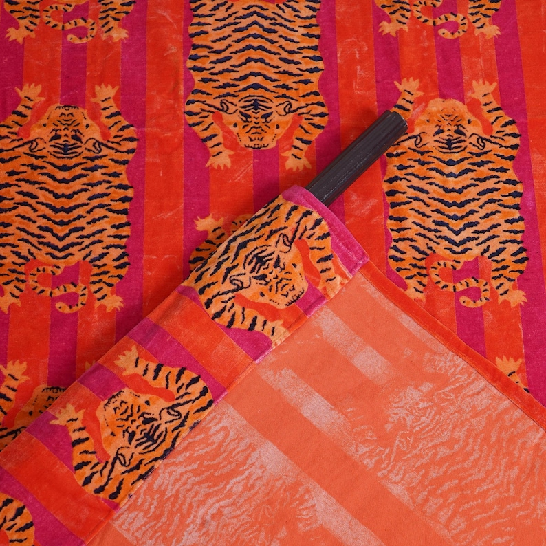 Tiger Print Velvet Curtain Set: Boho Indian Window Treatment 2 Panels ...