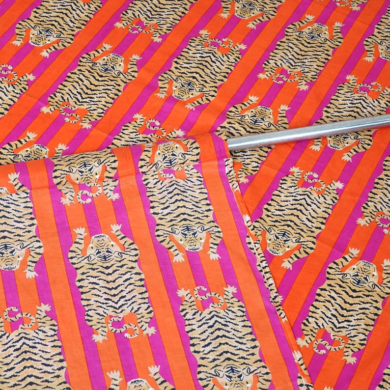 Tiger Print Cotton Curtain Set: Boho Indian Window Treatment 2 Panels ...