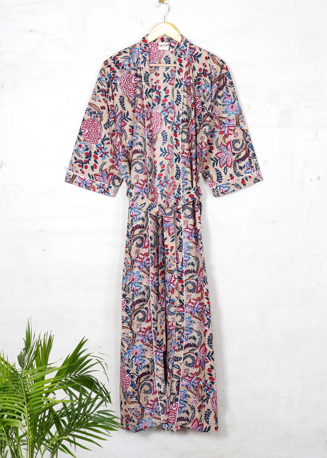 Floral Cotton Kimono Robe: Vintage Style Bohemian Loungewear - Etsy