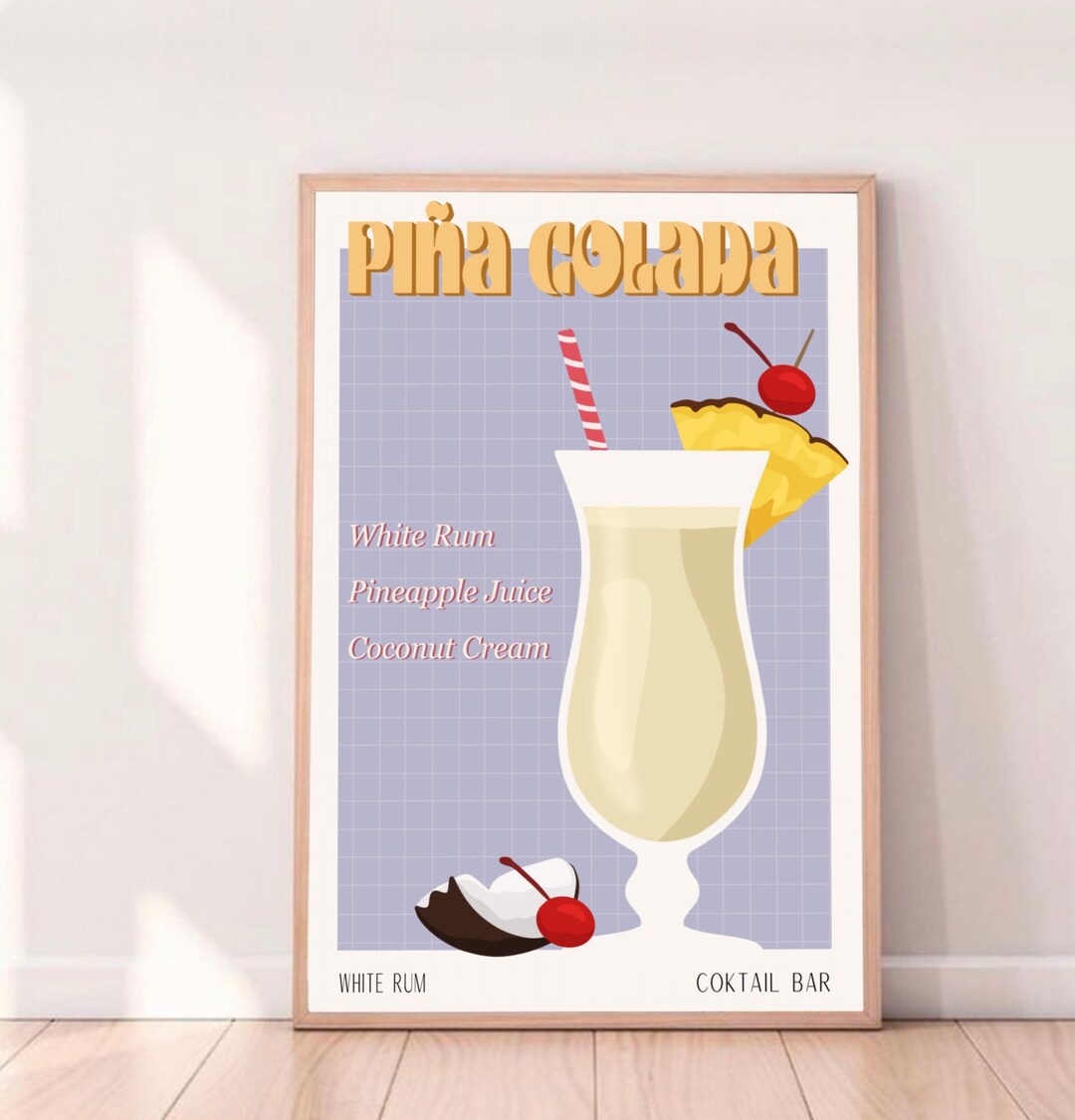 PINA COLADA PRINT Bar Poster Wall Decoration Cocktail Poster Interior ...