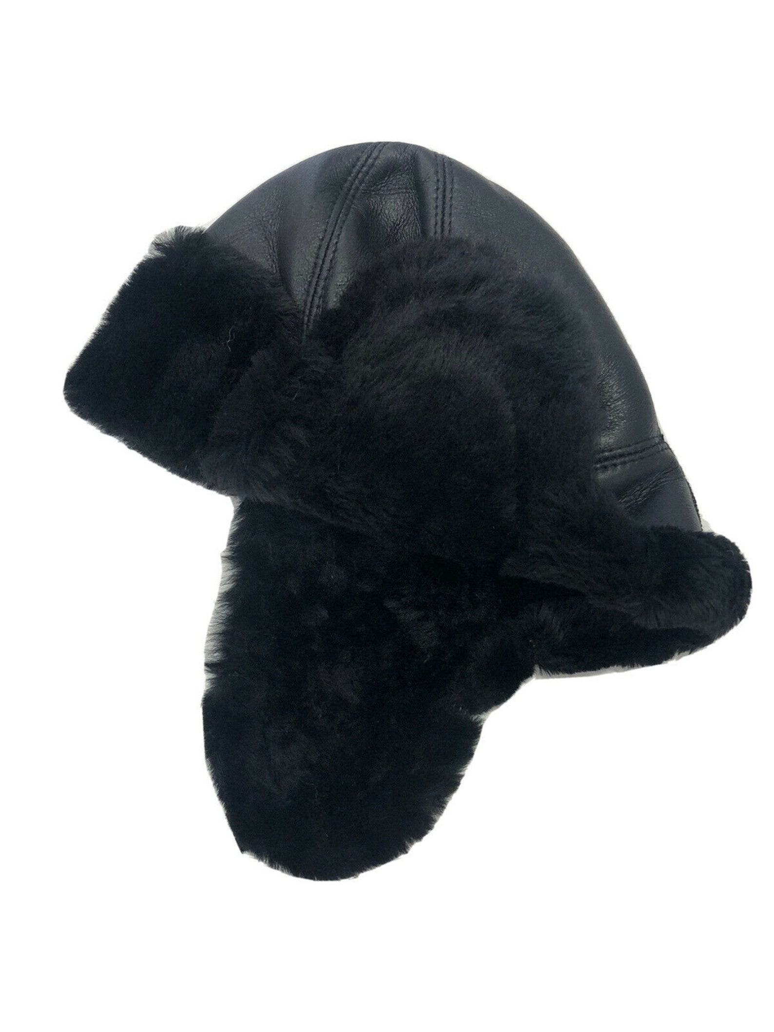 Real Sheepskin Hat Shearing Leather Bomber Trapper Hanukkahs Hunting ...