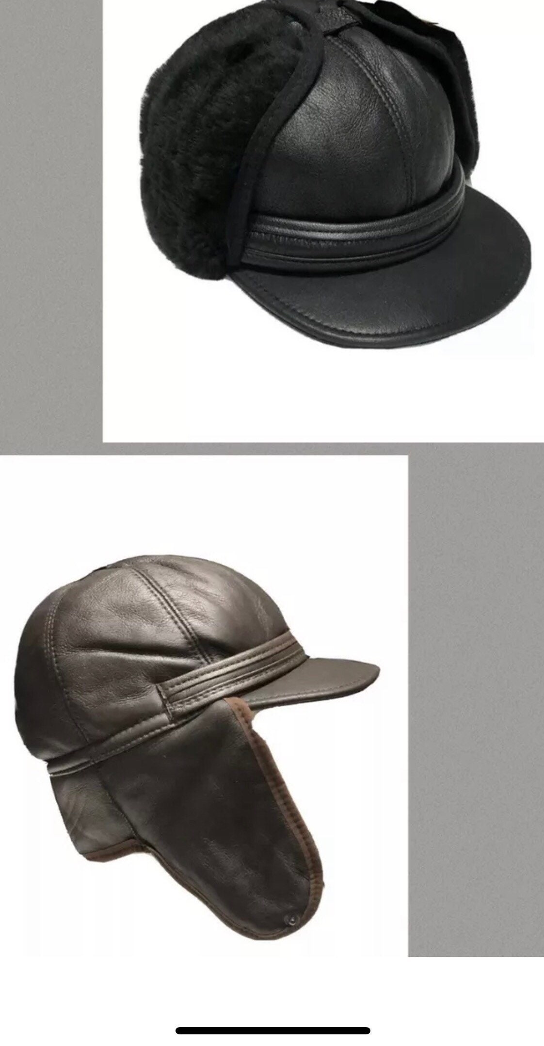 Real Sheepskin Bomber Hat Shearing Leather Trapper Hanukkahs Hunting ...