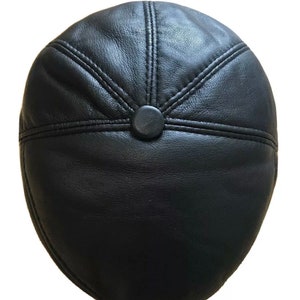 Genuine Leather Flat Cap 5 Panel Design With Ear Muffs - Etsy