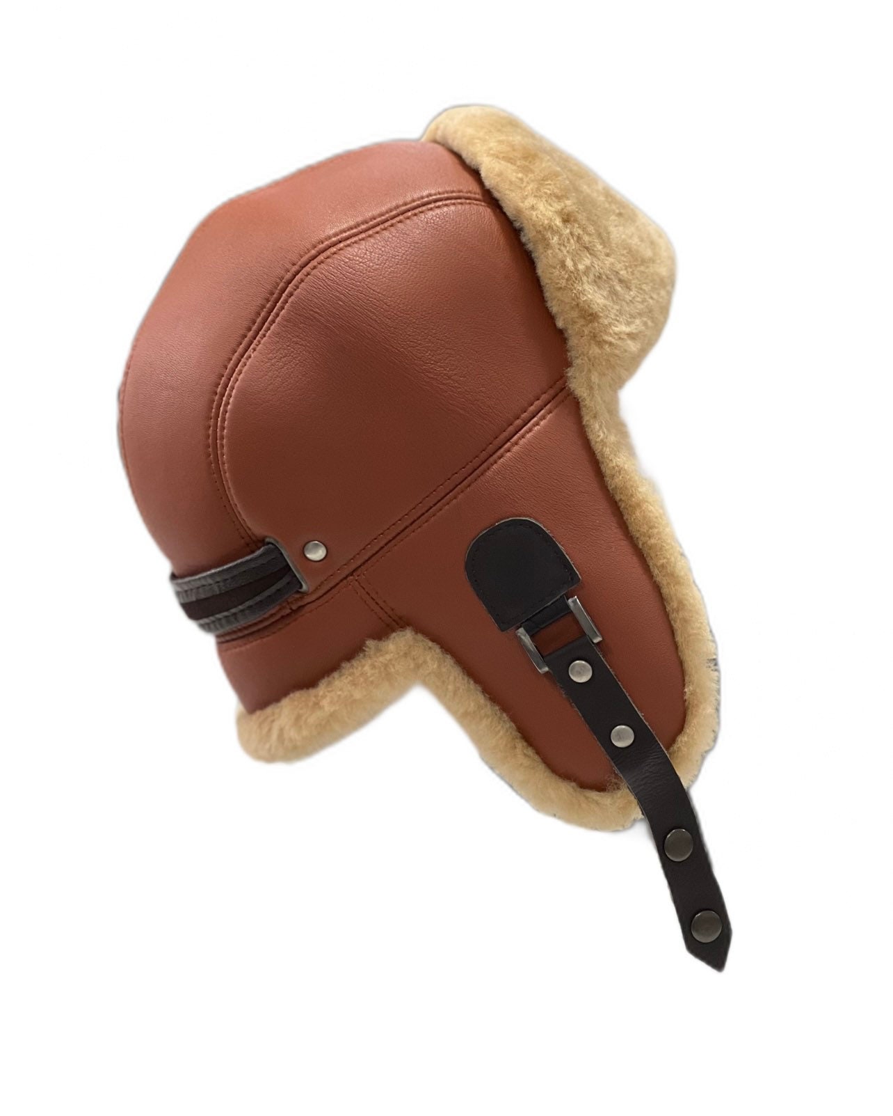 Leather Sheepskin Shearling Aviator Russian Ushanka Trapper Winter Fur ...