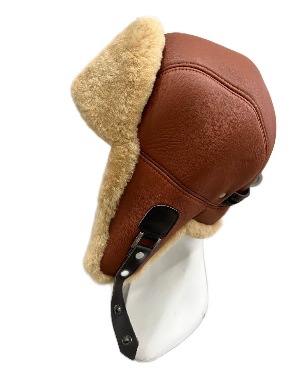 Leather Sheepskin Shearling Aviator Russian Ushanka Trapper Winter Fur ...