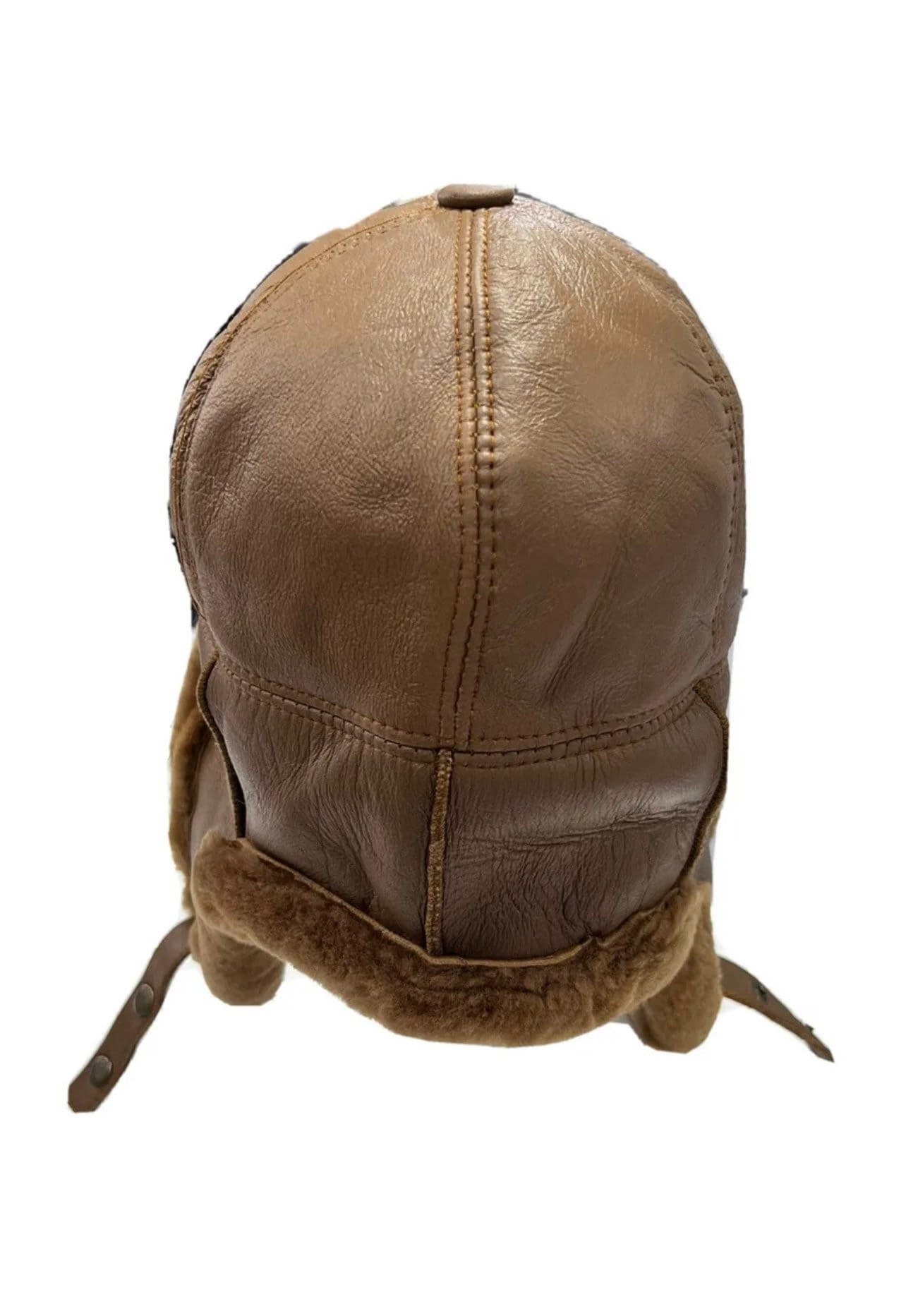 Real Sheepskin Hat Brown Shearing Leather Bomber Trapper Hanukkahs ...