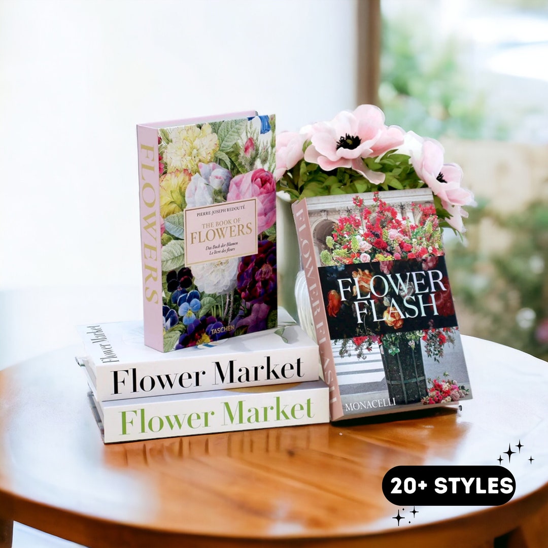 Flowers Fake Books Decor, Living Room Luxury Decorative, Books Storage ...