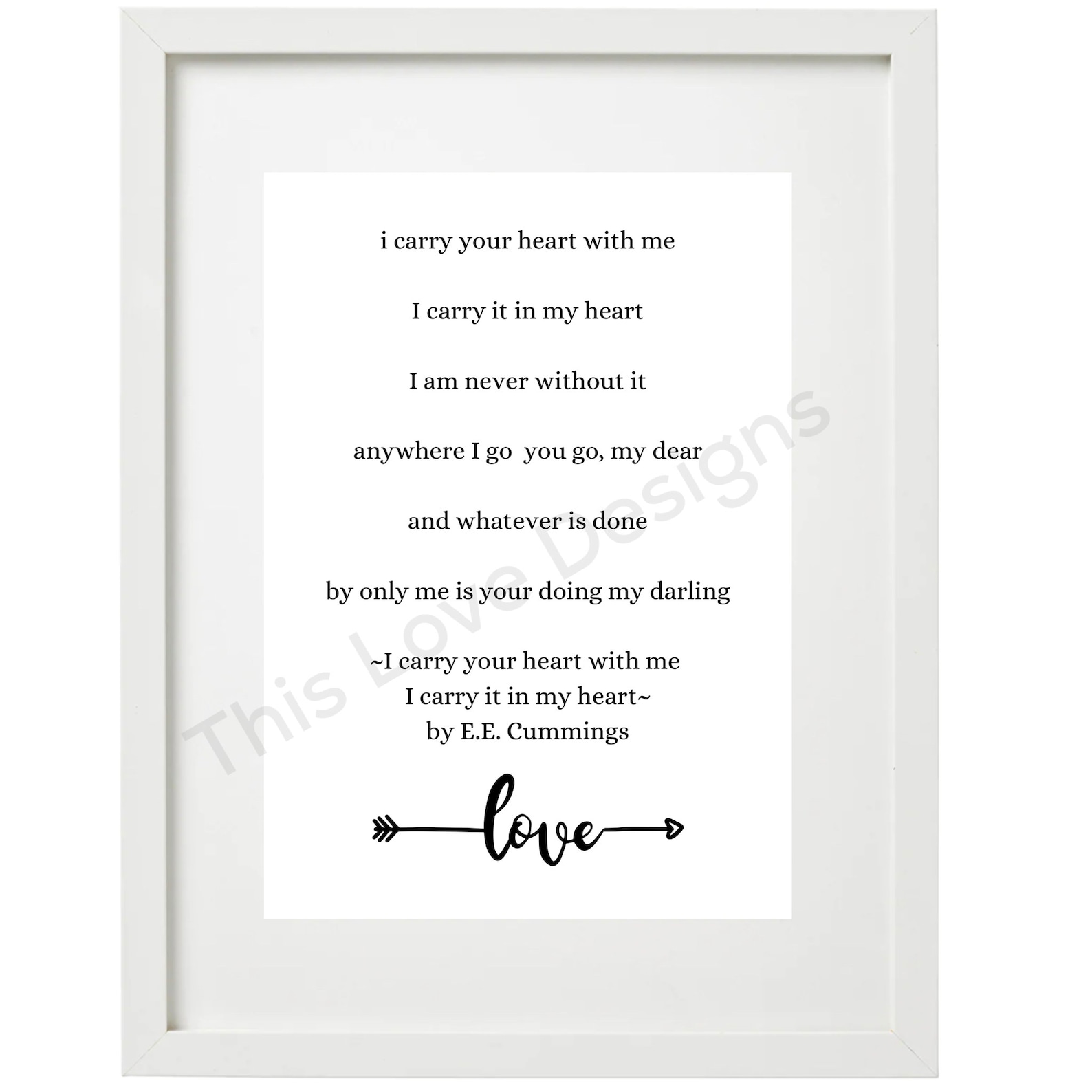 I carry your heart Digital Print/ Romantic Poem perfect for | Etsy