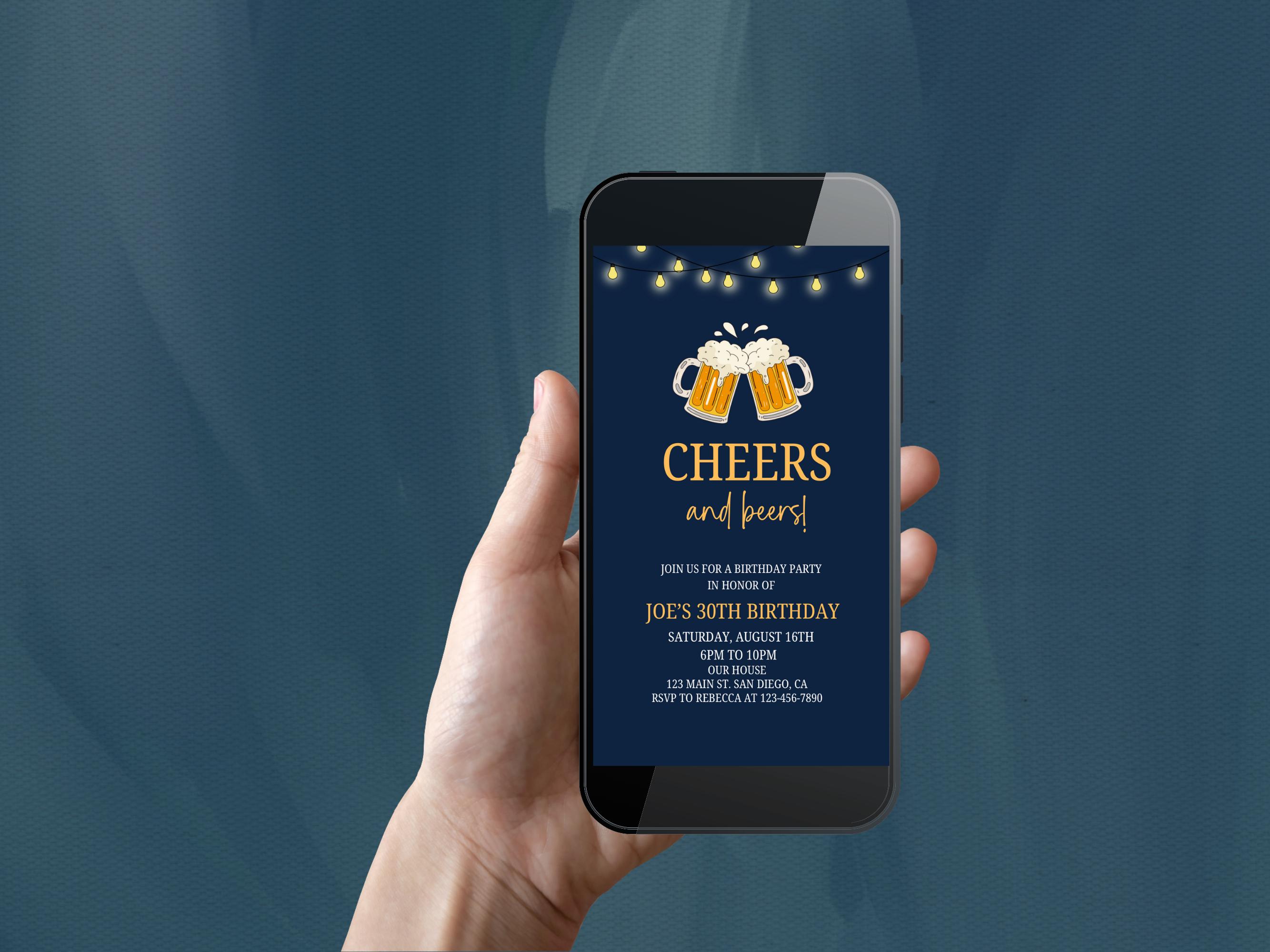 Cheers and Beers Birthday Invitation, Editable Beer Party (digital ...
