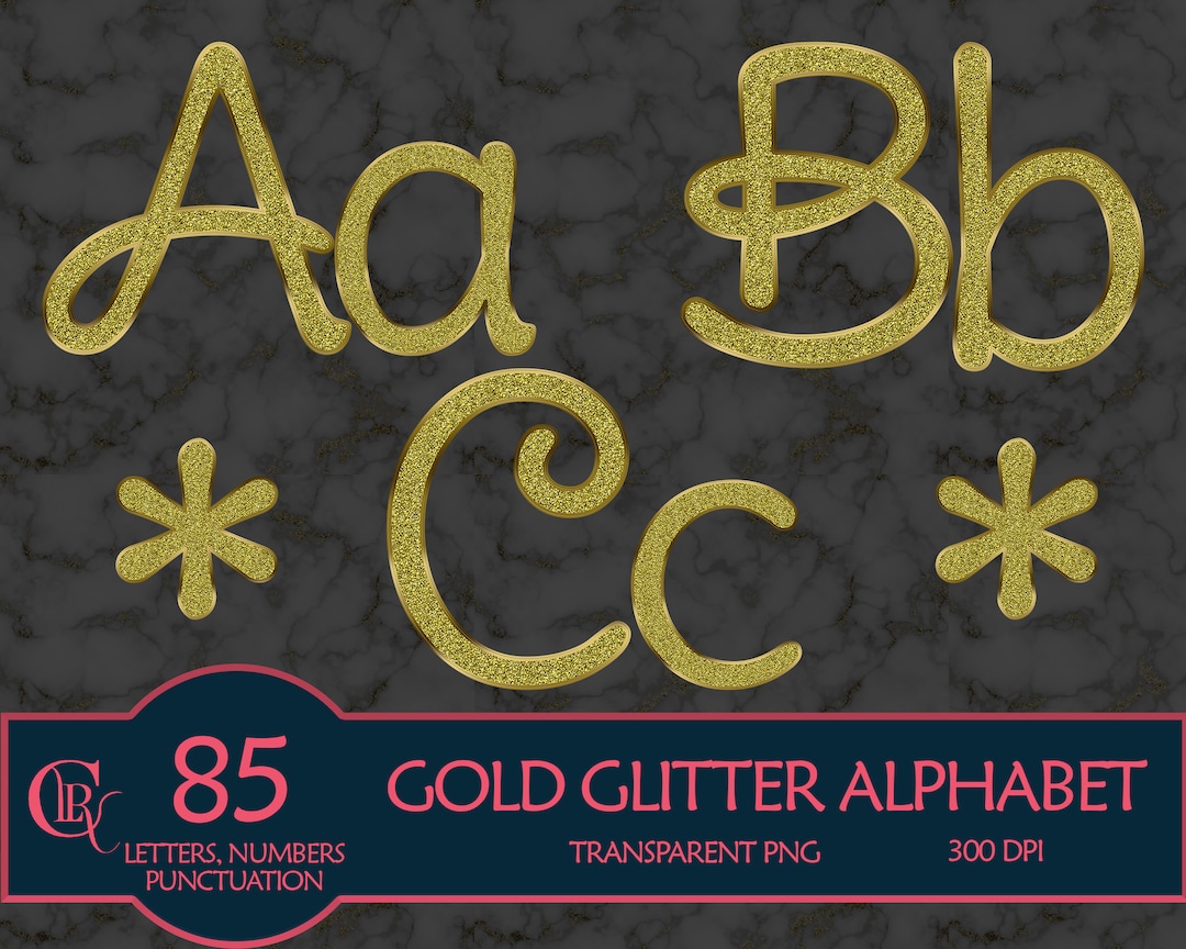 Gold Glitter Alphabet Clip Art Glitter Letters Alphabet Clipart Glitter ...