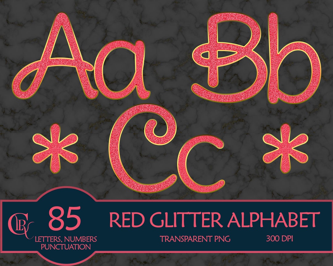 Red Glitter Alphabet Clip Art Glitter Letters Alphabet Clipart Glitter ...