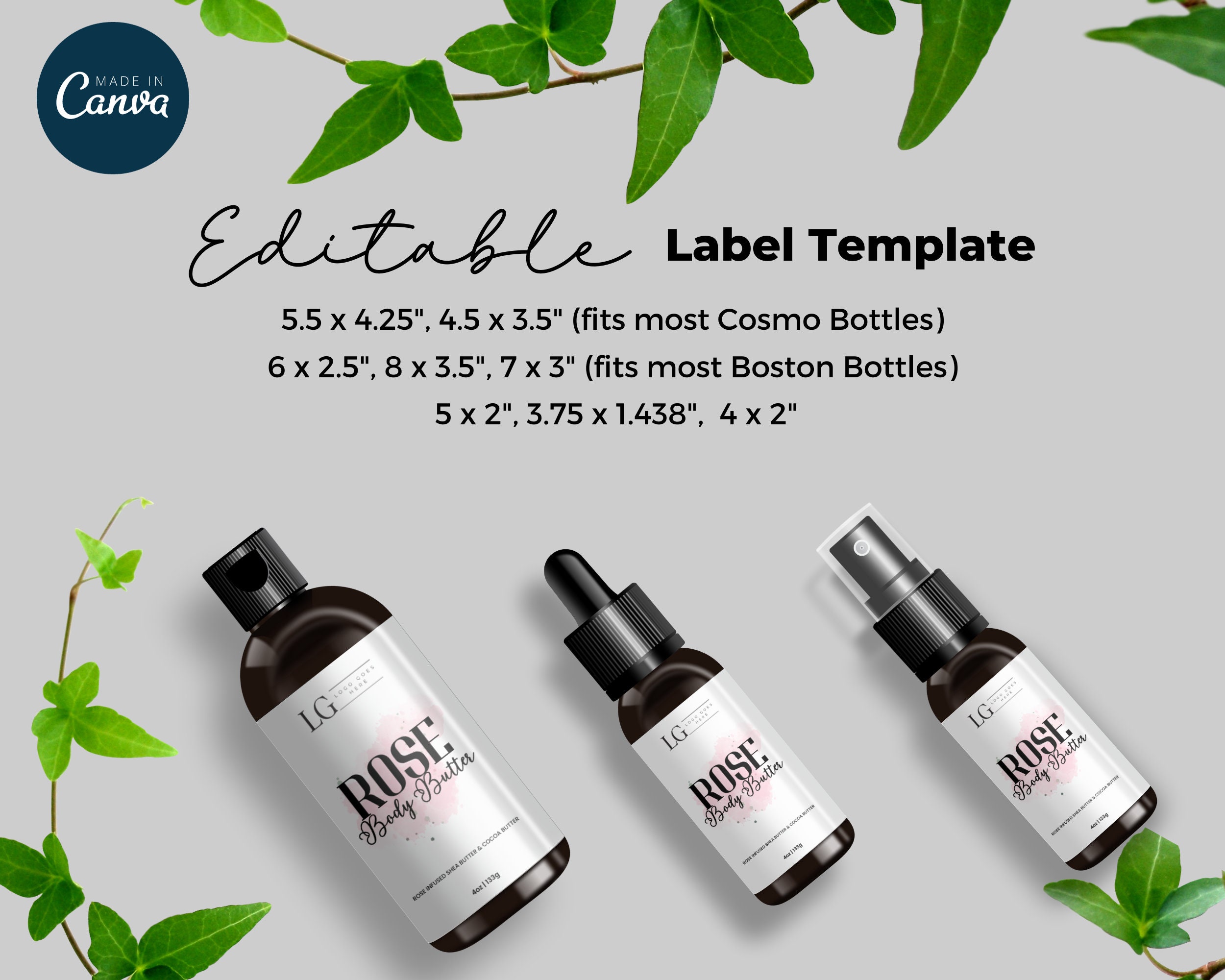 Splash of Pink Bottle Label Template DIY Beauty Product Label - Etsy