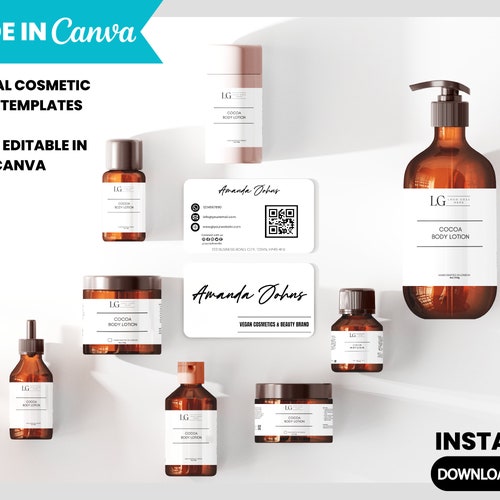 Editable Cosmetic Label Template Elegant Skincare Product - Etsy