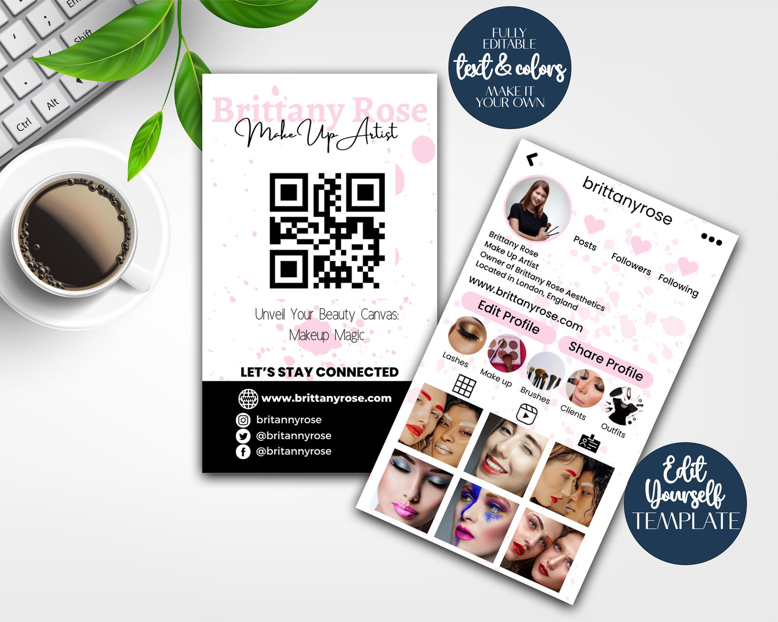 Modern 2tone Social Media Business Card IG Influencer Cards Beauty ...