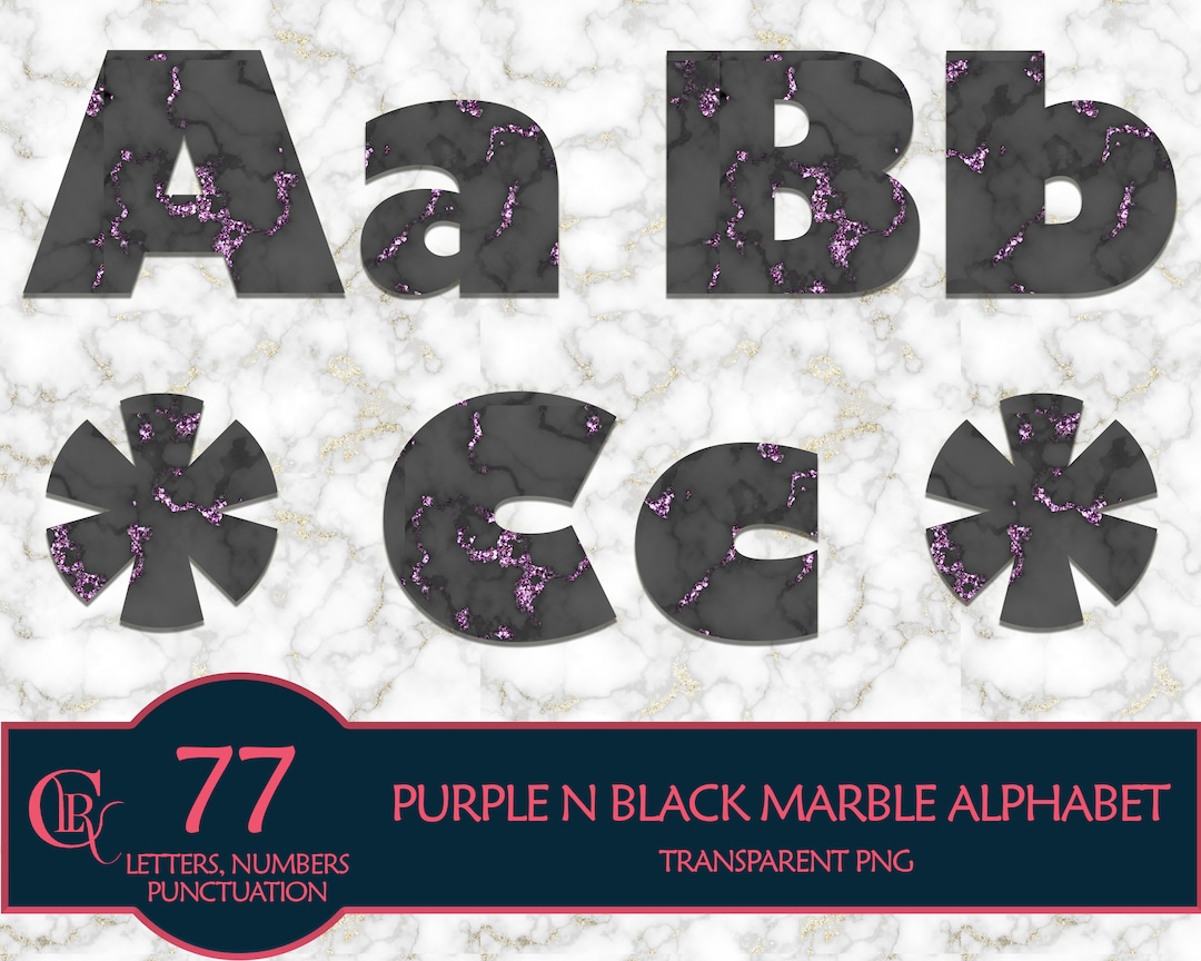 Purple Glitter Marble Alphabet Clip Art Marble Letters Alphabet Clipart ...