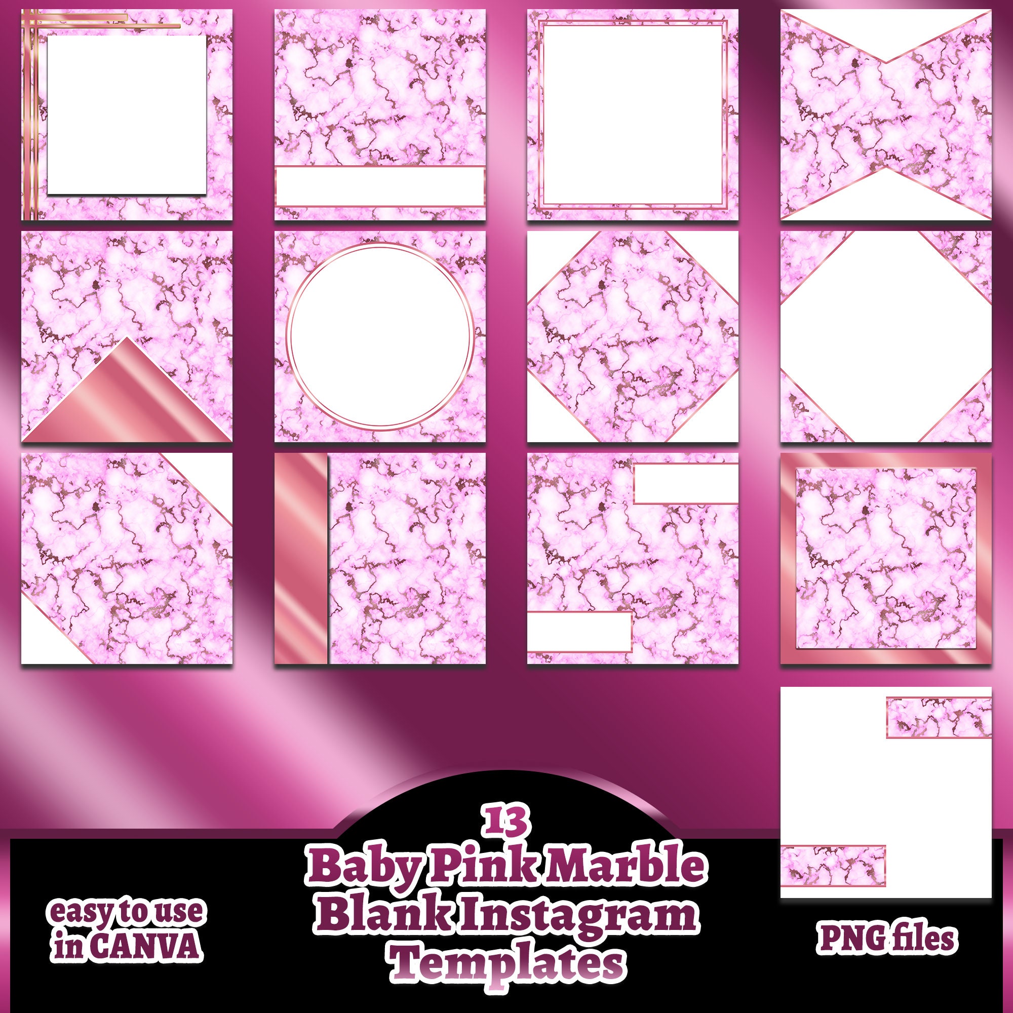 Stationery Design & Templates editable digital printable pink marble ...
