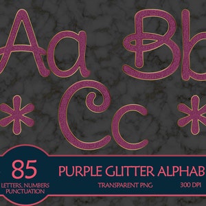 Purple Glitter Alphabet Clip Art Glitter Letters Alphabet Clipart ...