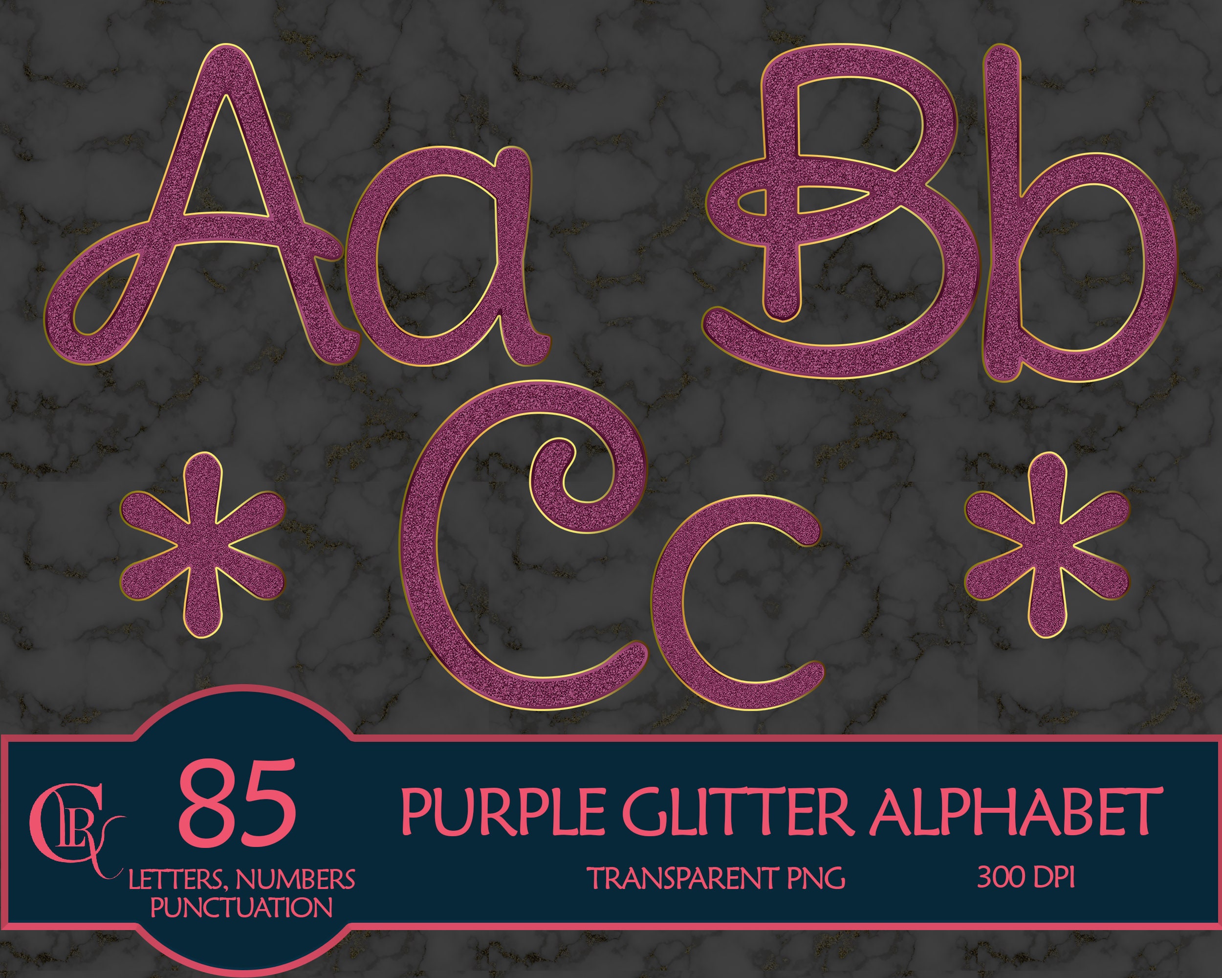 Purple Glitter Alphabet Clip Art Glitter Letters Alphabet Clipart ...