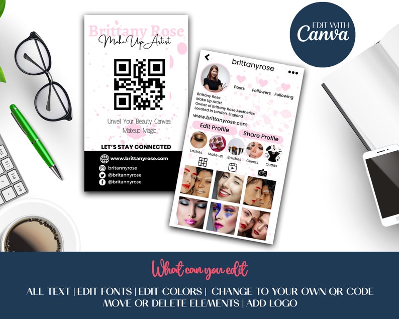 Modern 2tone Social Media Business Card IG Influencer Cards Beauty ...