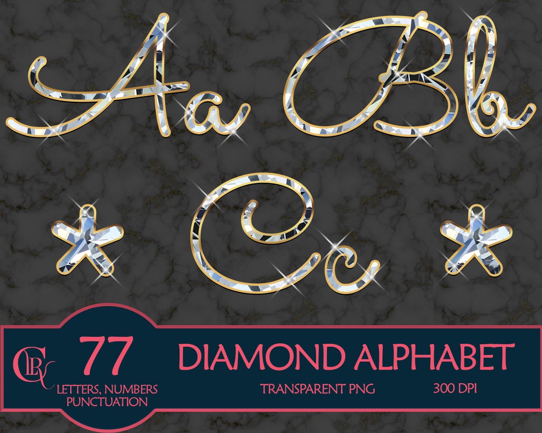 Diamond Alphabet Clip Art Diamond Letters Alphabet Clipart Diamond Font ...