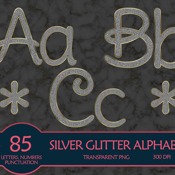 Silver Glitter Alphabet Stickers - Etsy