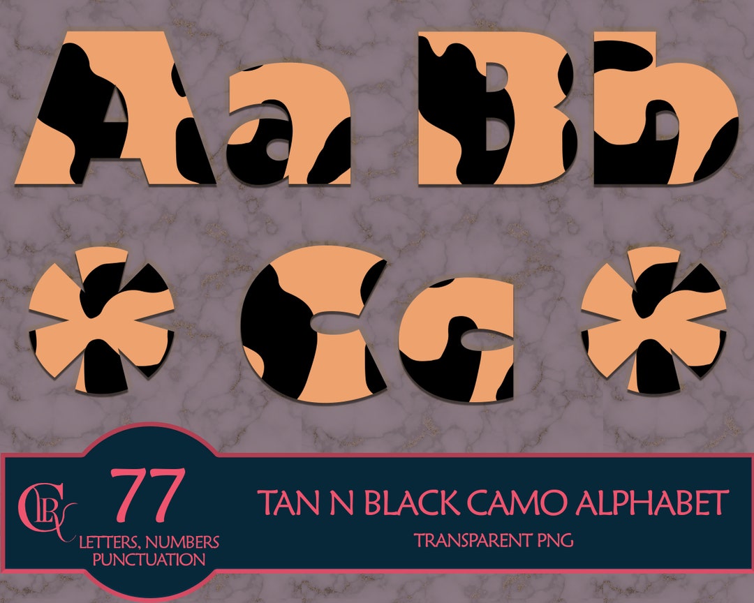 Tan N Black Camo Alphabet Clip Art Camo Letters Alphabet - Etsy