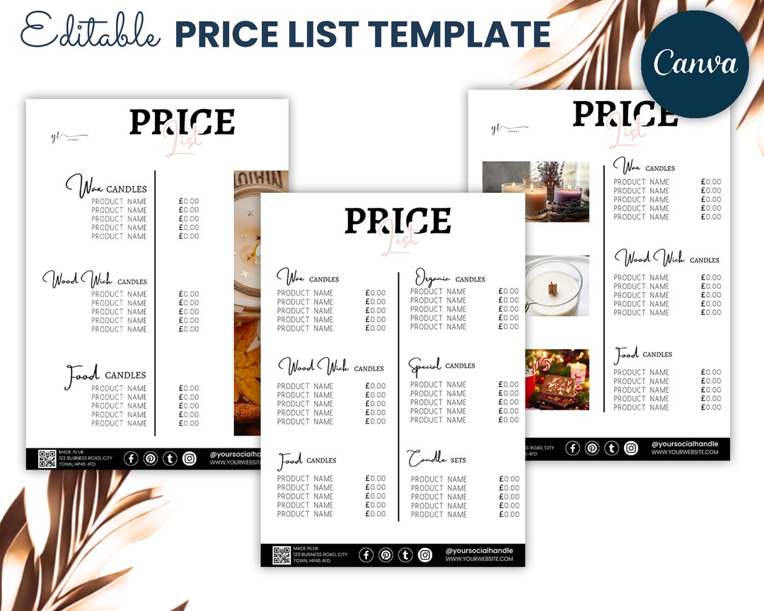 Modern 2tone Editable QR Code Price List, Printable Price List Sign ...