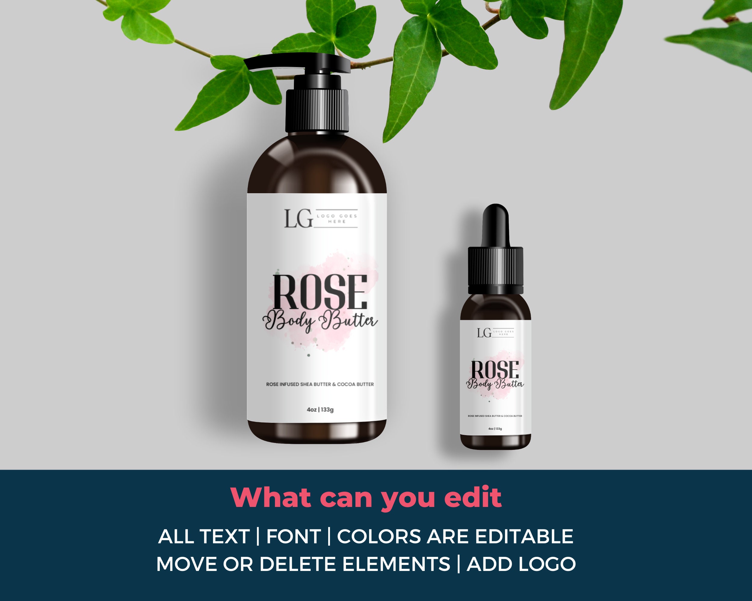 Splash of Pink Bottle Label Template DIY Beauty Product Label - Etsy