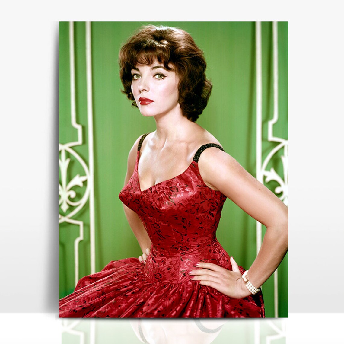 Vintage Actress Joan Collins in Red Dress Publicity Photo Wall Art ...