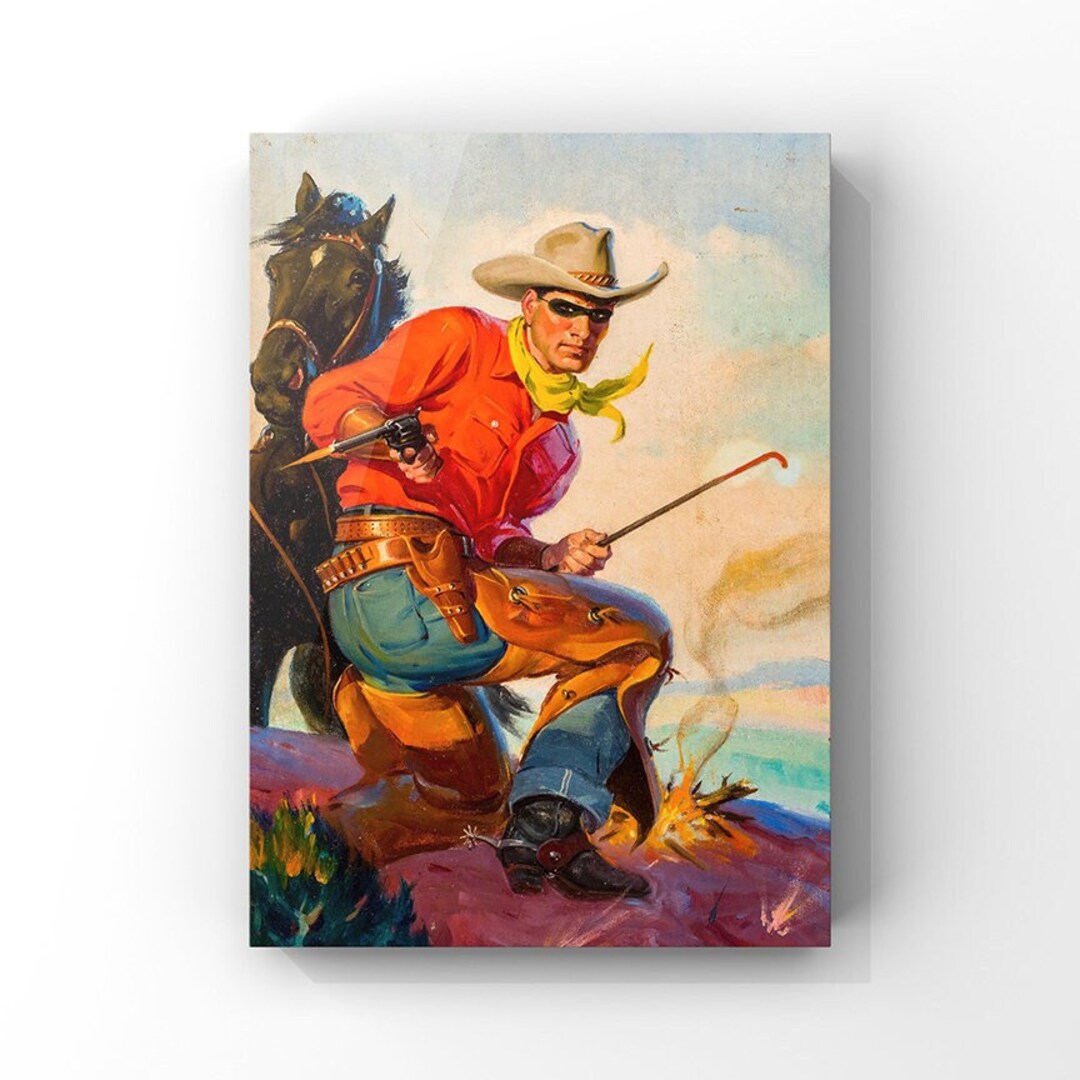 Western Pulp Vintage Magazine Cover 1958 Masked Rider Print Unique ...