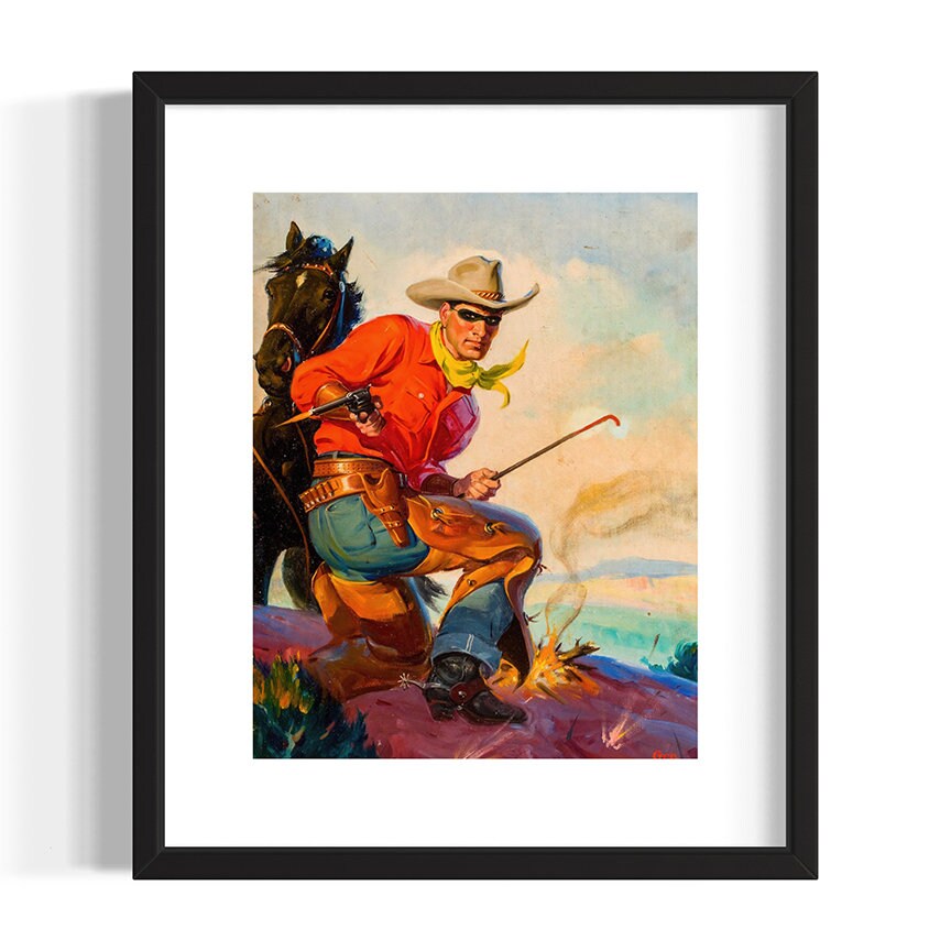 Western Pulp Vintage Magazine Cover 1958 Masked Rider Print Unique ...