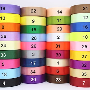 25mm 1 Satin Ribbon, Single Face 1, 5, 0r 10 Yards, 36 Colors for Use ...
