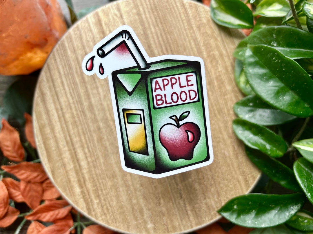DISCONTINUED Apple Blood Juice Box Water Resistant Sticker - Etsy