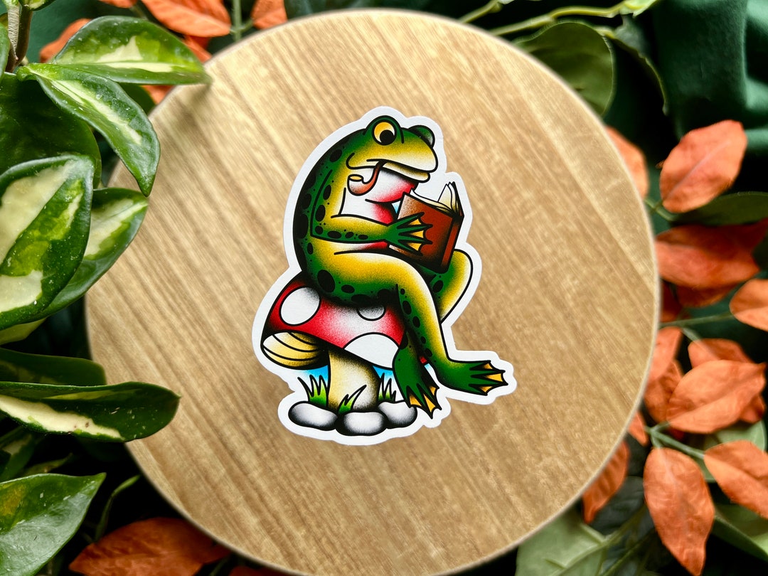 Frog on a Toadstool - 3" Matte Waterproof Vinyl Sticker - Etsy