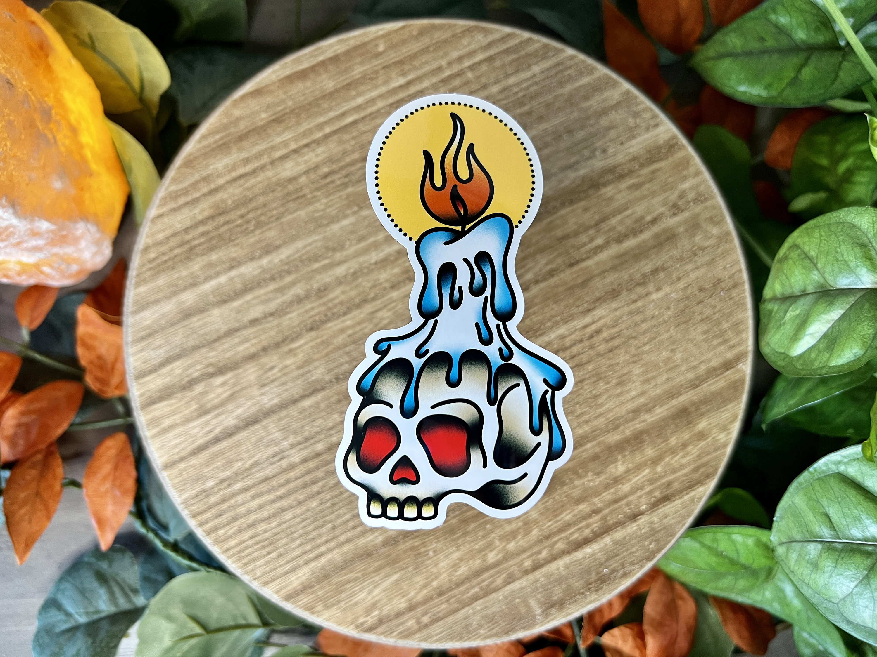 Traditional Skull Candle Tattoo