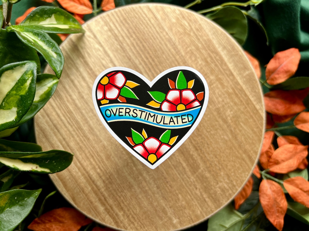 Overstimulated Heart, Matte Waterproof Vinyl Sticker, American ...