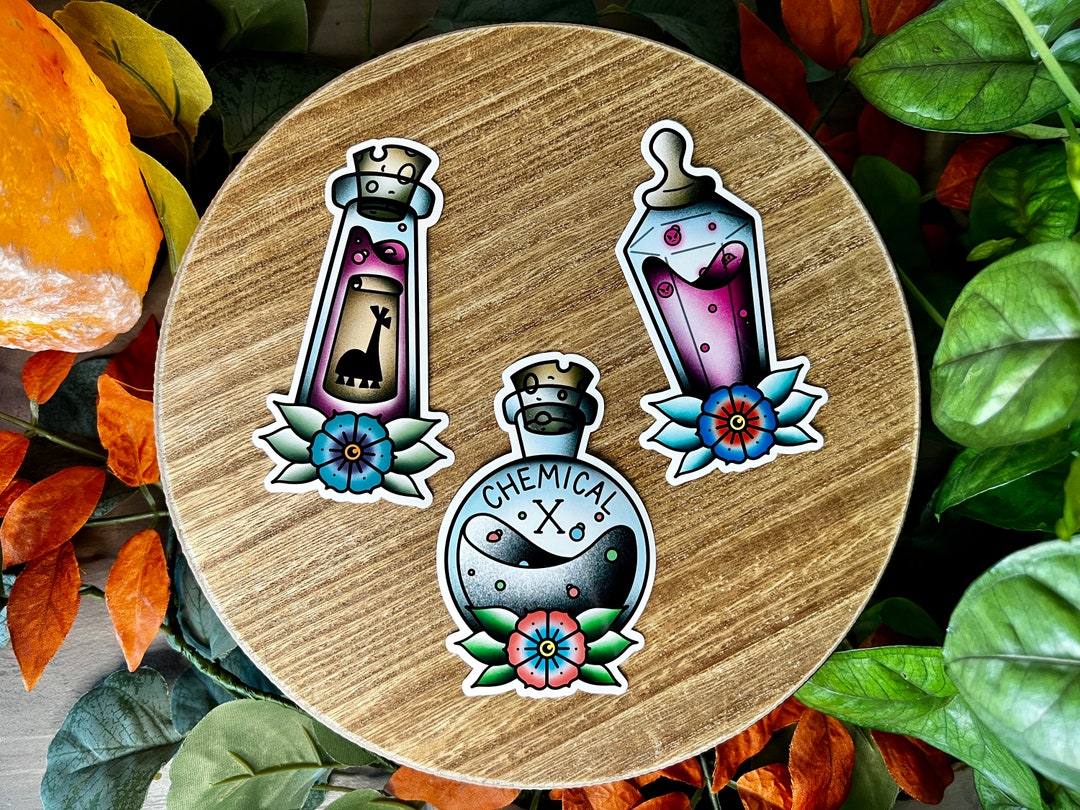 Poison Bottle Collection Water Resistant Sticker, Cartoon Inspired ...