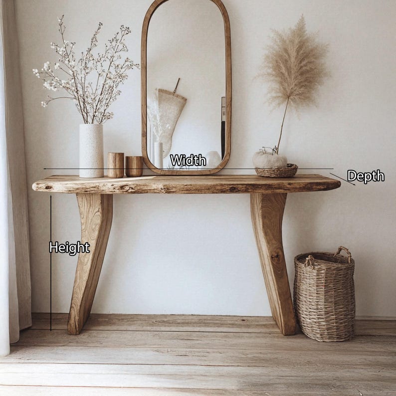 Live Edge Table Handmade Rustic Natural Wood Console Table Farmhouse ...