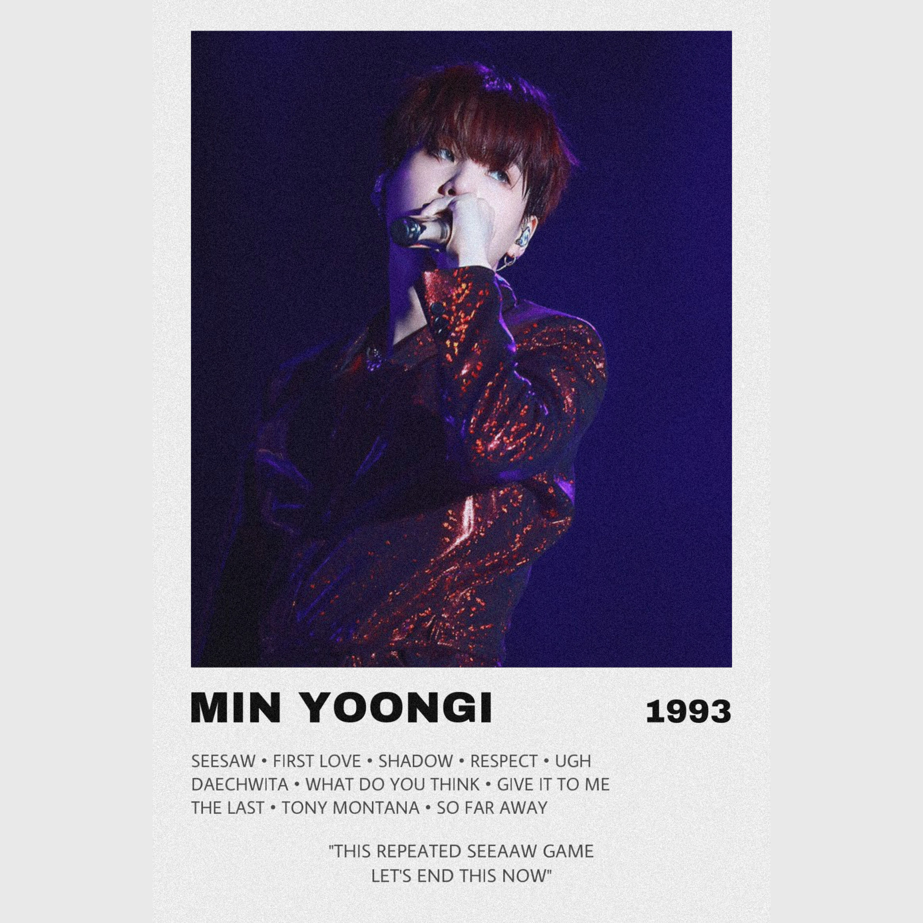 Yoongi Movie Poster Print - Etsy