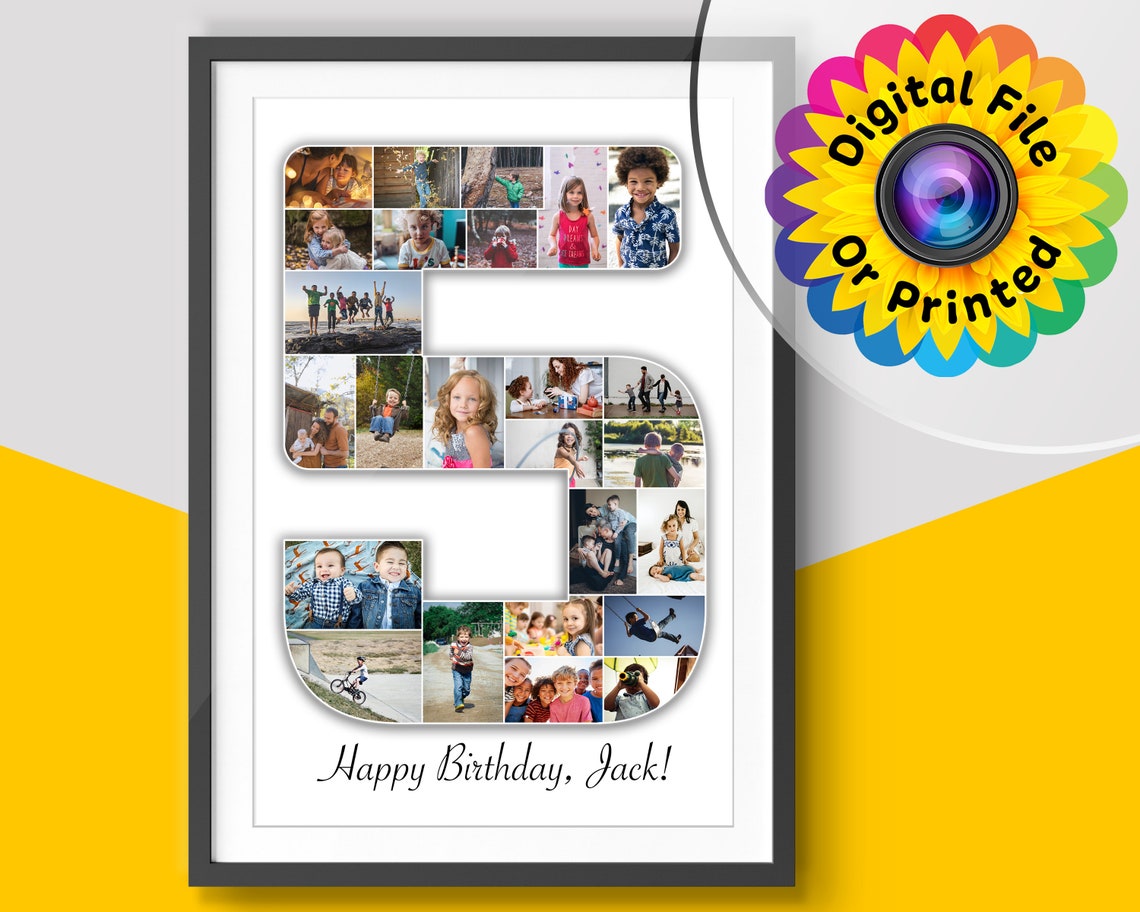 5th Birthday Photo Collage Five Year Old Collage 5 Collage | Etsy