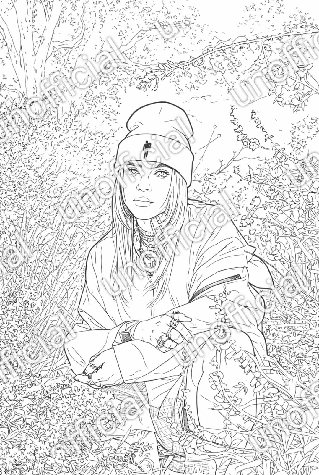 Billie Eilish Coloring Page (1 Printable Page) - Etsy Canada