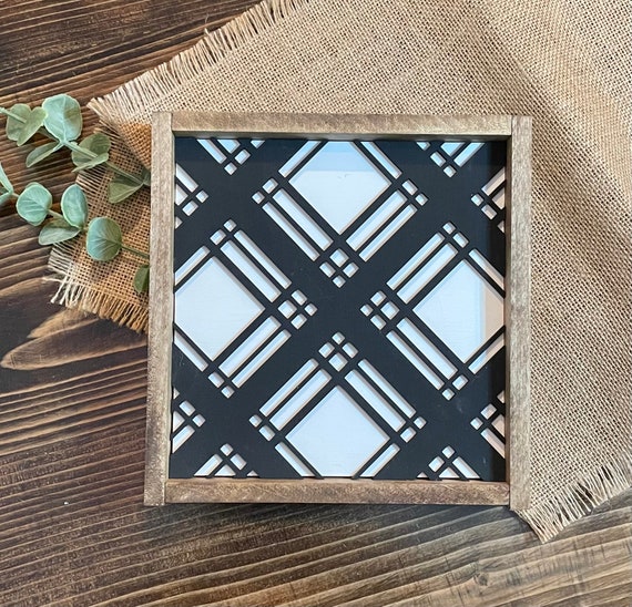 Plaid Accent Sign Layered Sign Black and White Sign - Etsy
