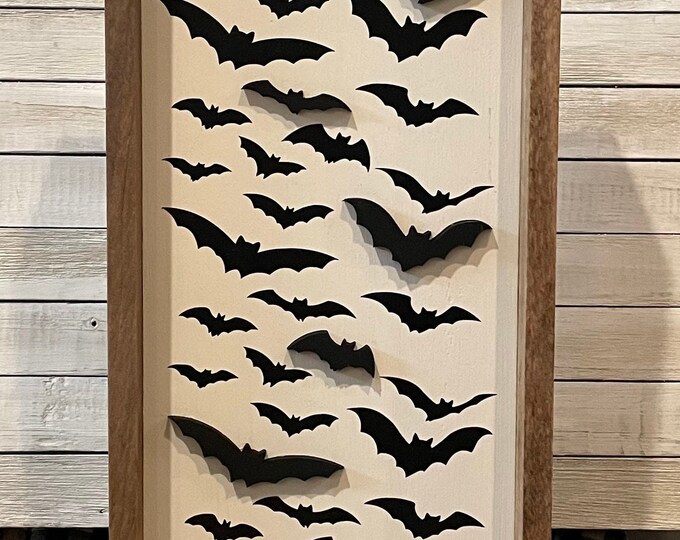 Halloween Sign, Bats, Accent Sign, Halloween Decor, Black and White ...