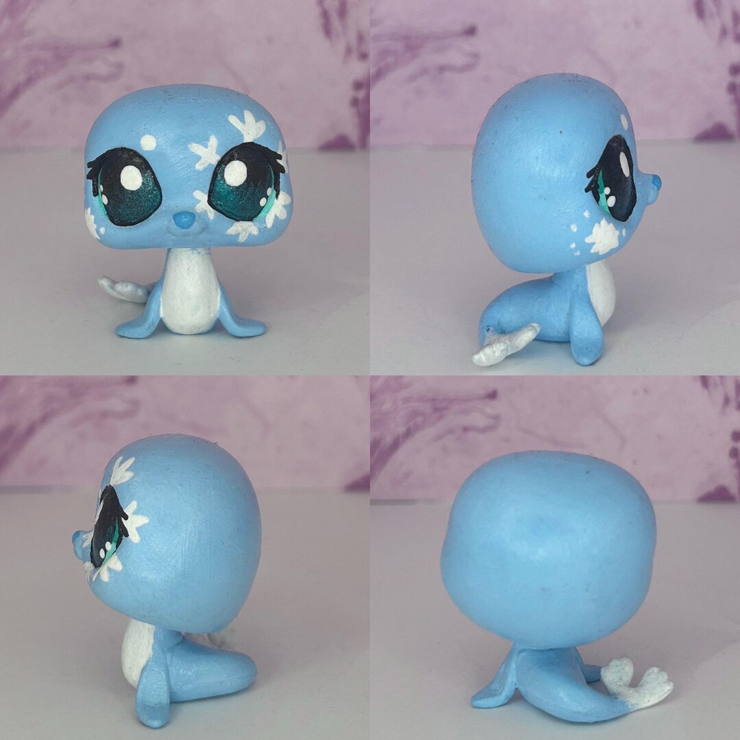 Lps Littlest Pet Shop OOAK Custom Blue and White Snowflake Winter Seal ...